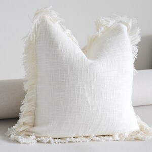 Ivory Boho Fringe Pillow Combination | 2 Sofa Pillow Set | Decor Pillow ...