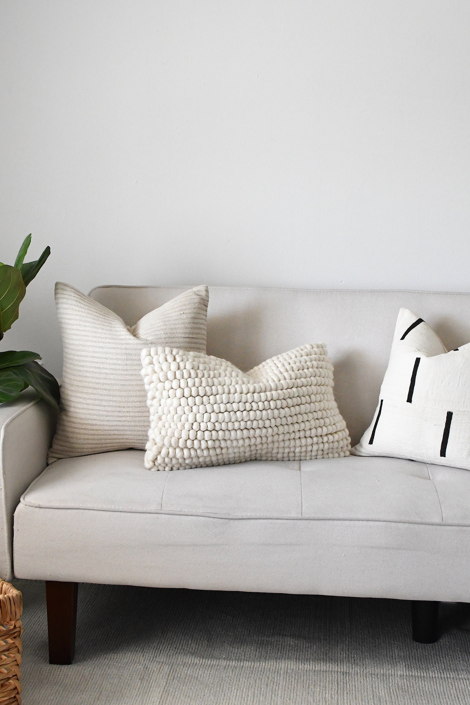 3 Neutral Throw Boho Pillow Set, Off-white Textured Pillows, Sofa ...