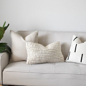 3 Neutral Throw Boho Pillow Set, Off-white Textured Pillows, Sofa ...
