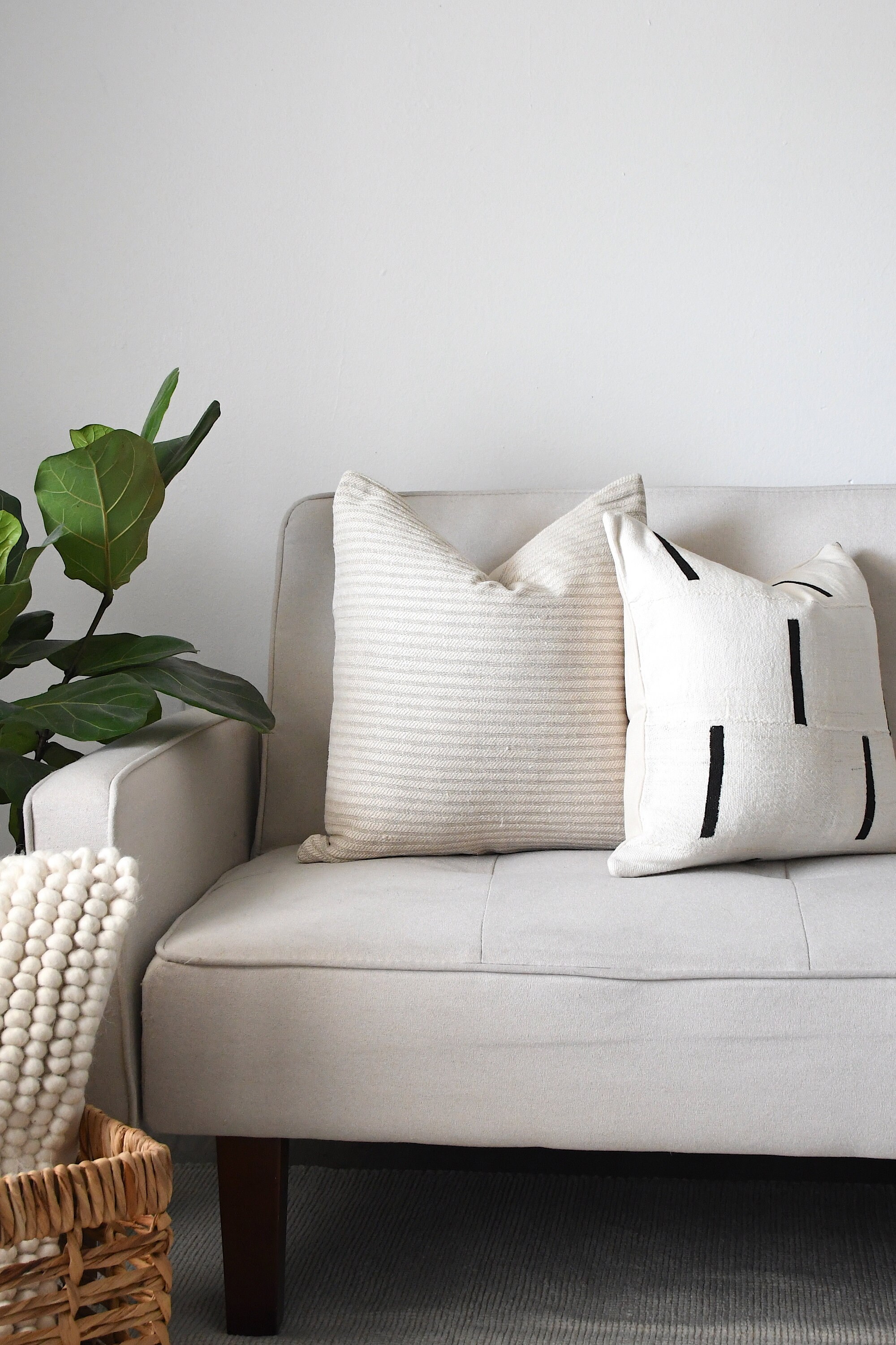 3 Neutral Throw Boho Pillow Set, Off-white Textured Pillows, Sofa ...