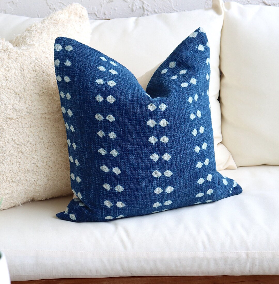 Indigo Royal Blue Throw Pillow Covers, Decorative Pattern Pillows ...
