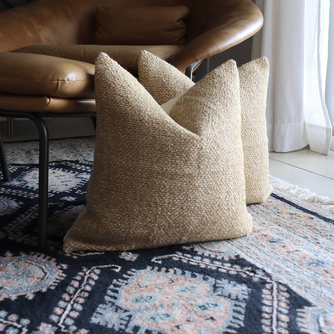 Brown Beige Textured Throw Pillow Cover Set, Textured Wool Pillows ...