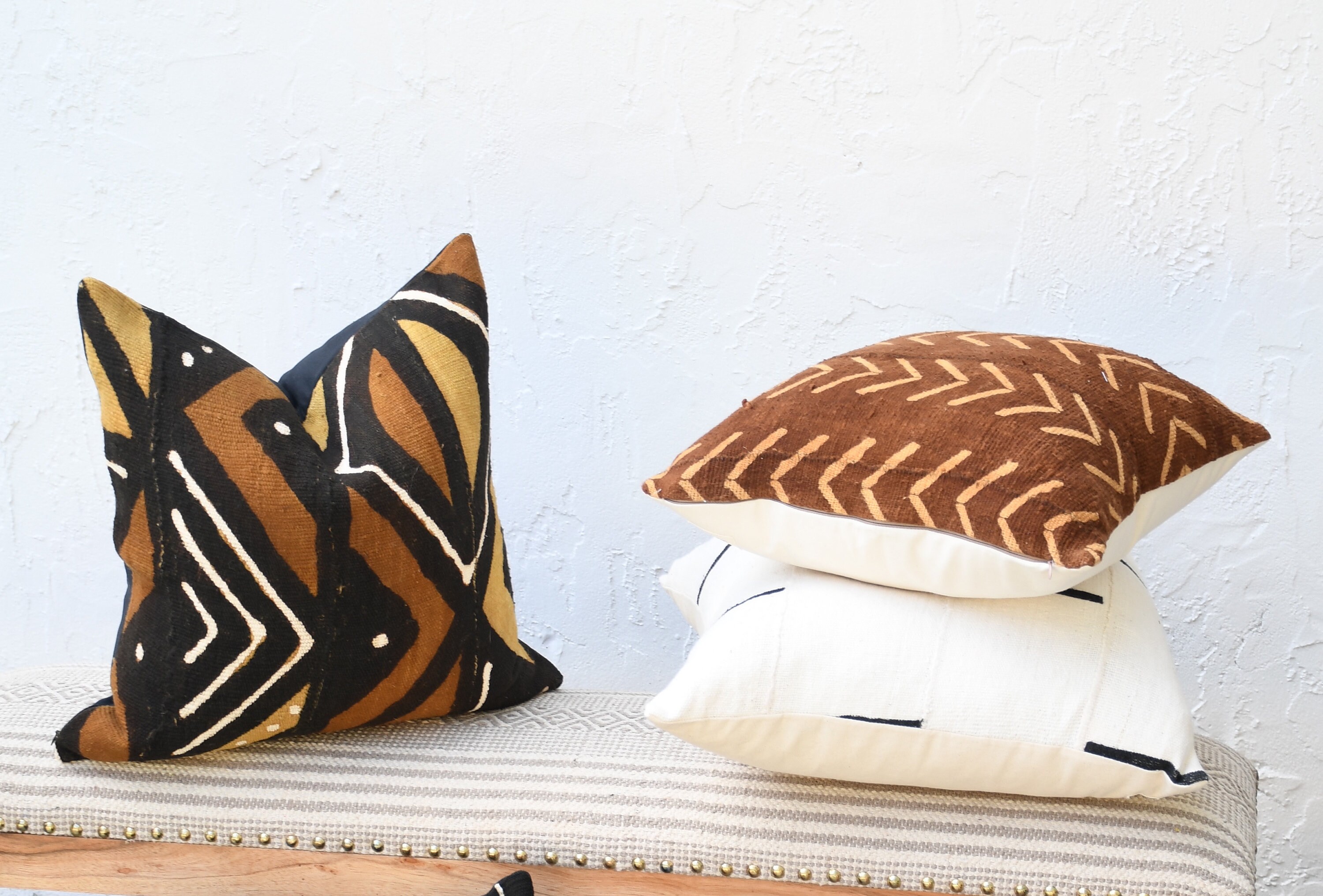 Handmade African Mud Cloth Pillow Case, 20 X 20 Inch Multi-color Mud ...