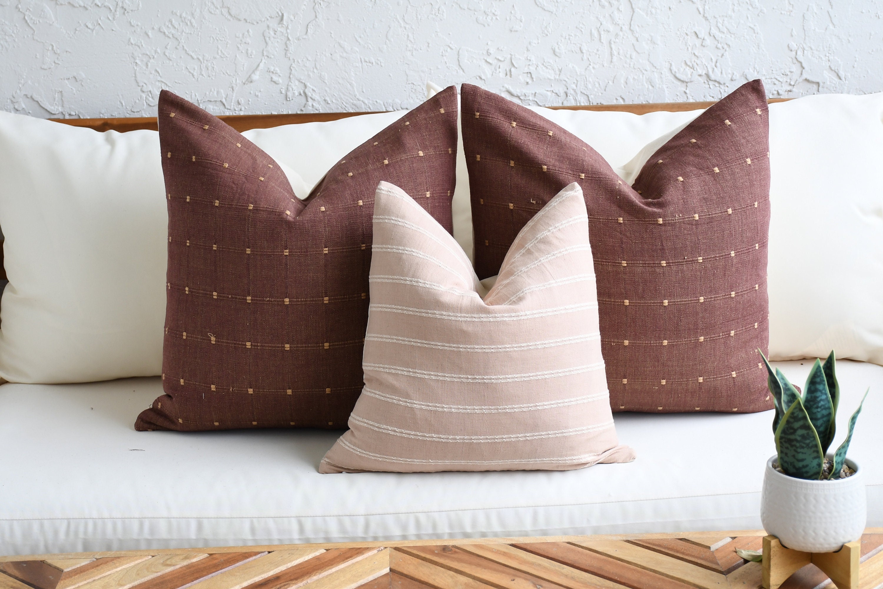 Brown 20x20 Beige Boho Pillow Cover Combo Sofa Pillow Set - Etsy