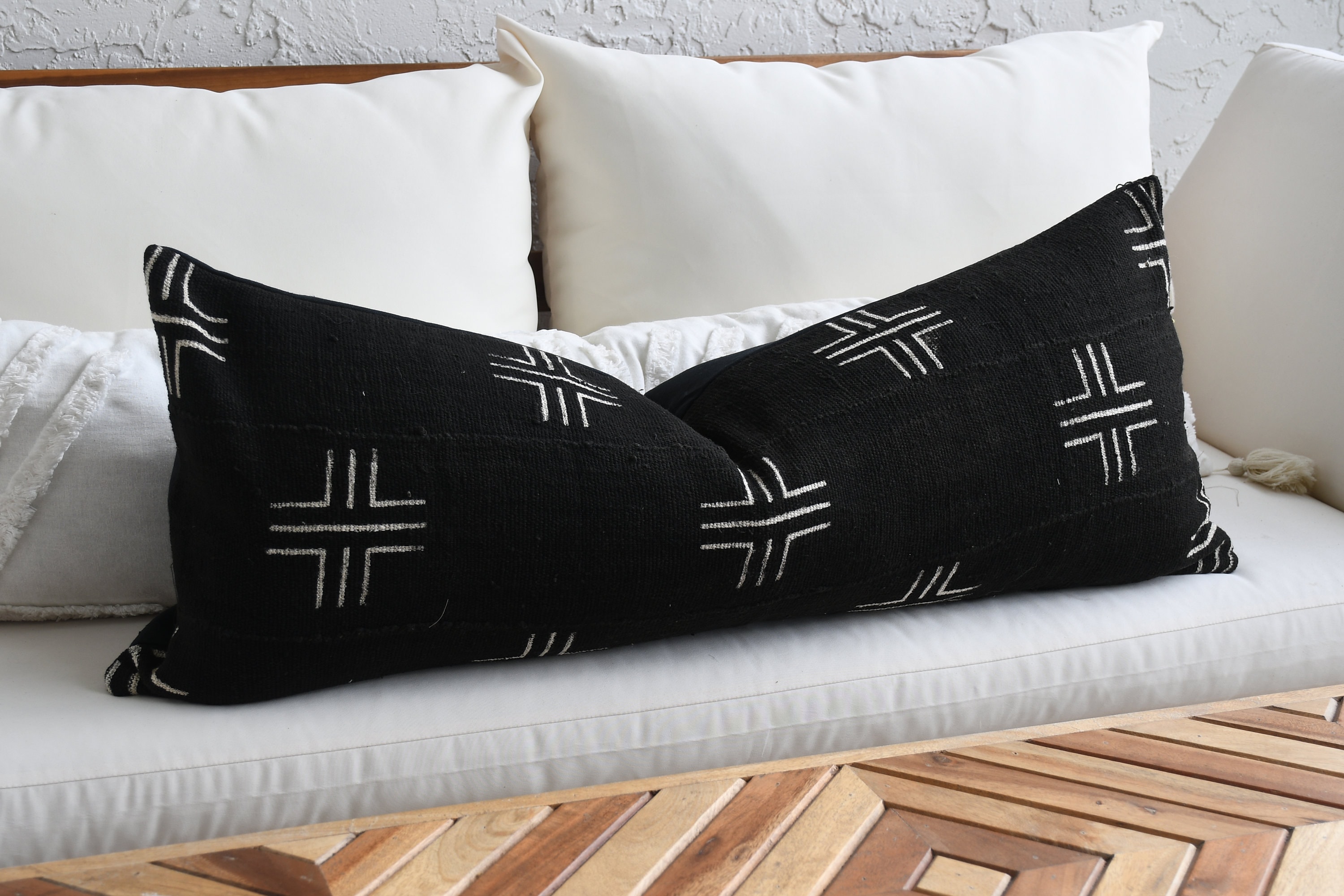 Black Long Lumbar Pillow 20x20 Black Pillow Cover Black - Etsy