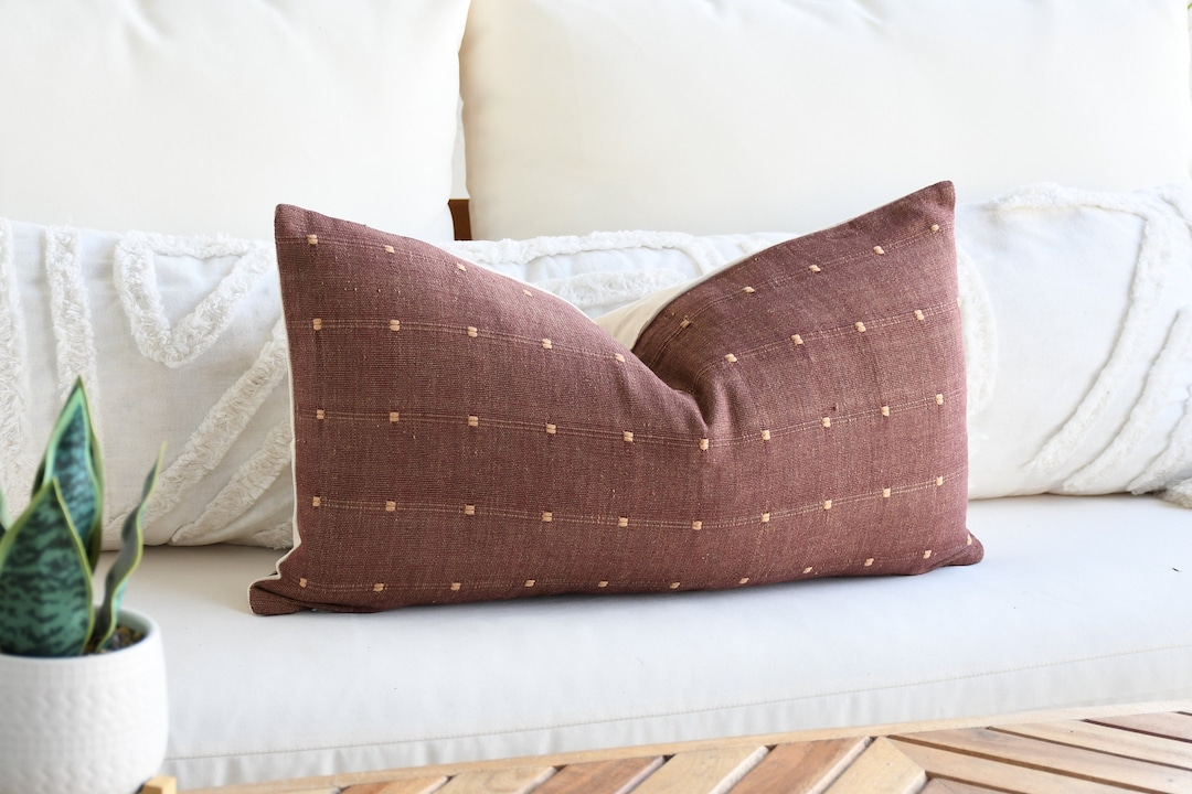 Handmade Brown Burgundy Lumbar Pillow Covers, 12 X 22 Pillows, Soft ...