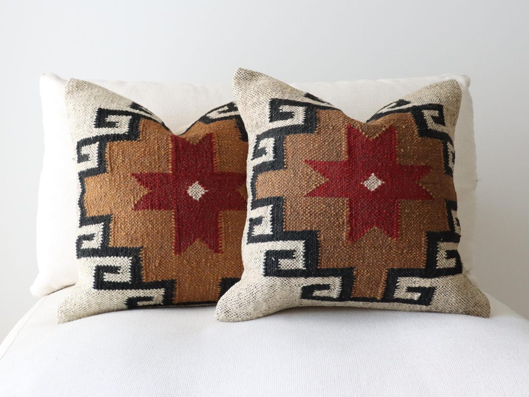 Natural Jute Earth Tones Pillow Cover | Sofa Pillow Covers 18x18 Pillow ...