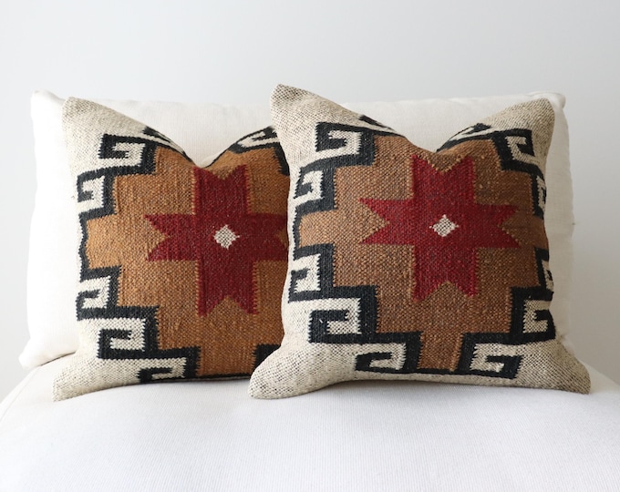 Natural Jute Earth Tones Pillow Cover | Sofa Pillow Covers 18x18 Pillow ...