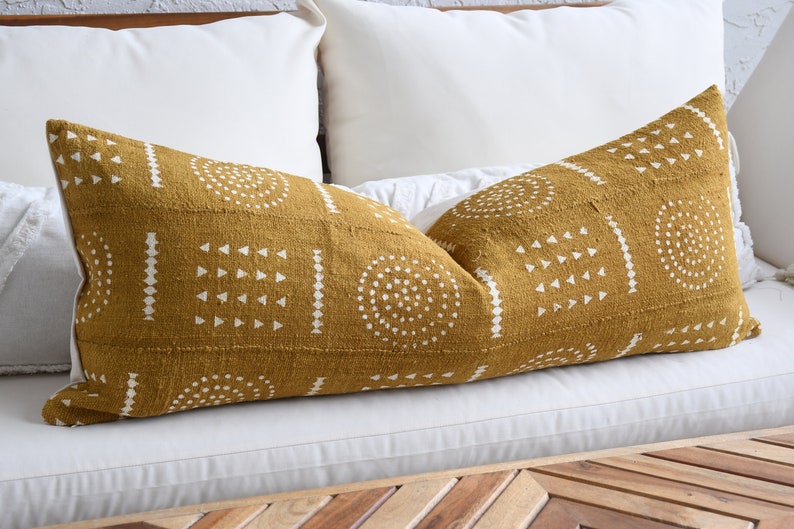 Unique Large Lumbar Yellow Lumbarcase Mustard Mud Cloth - Etsy