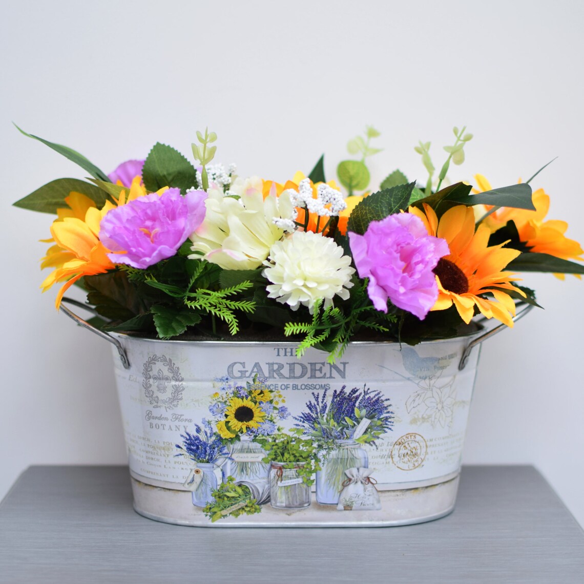 Flower Arrangement Oval Metal Container With Handles Contains - Etsy