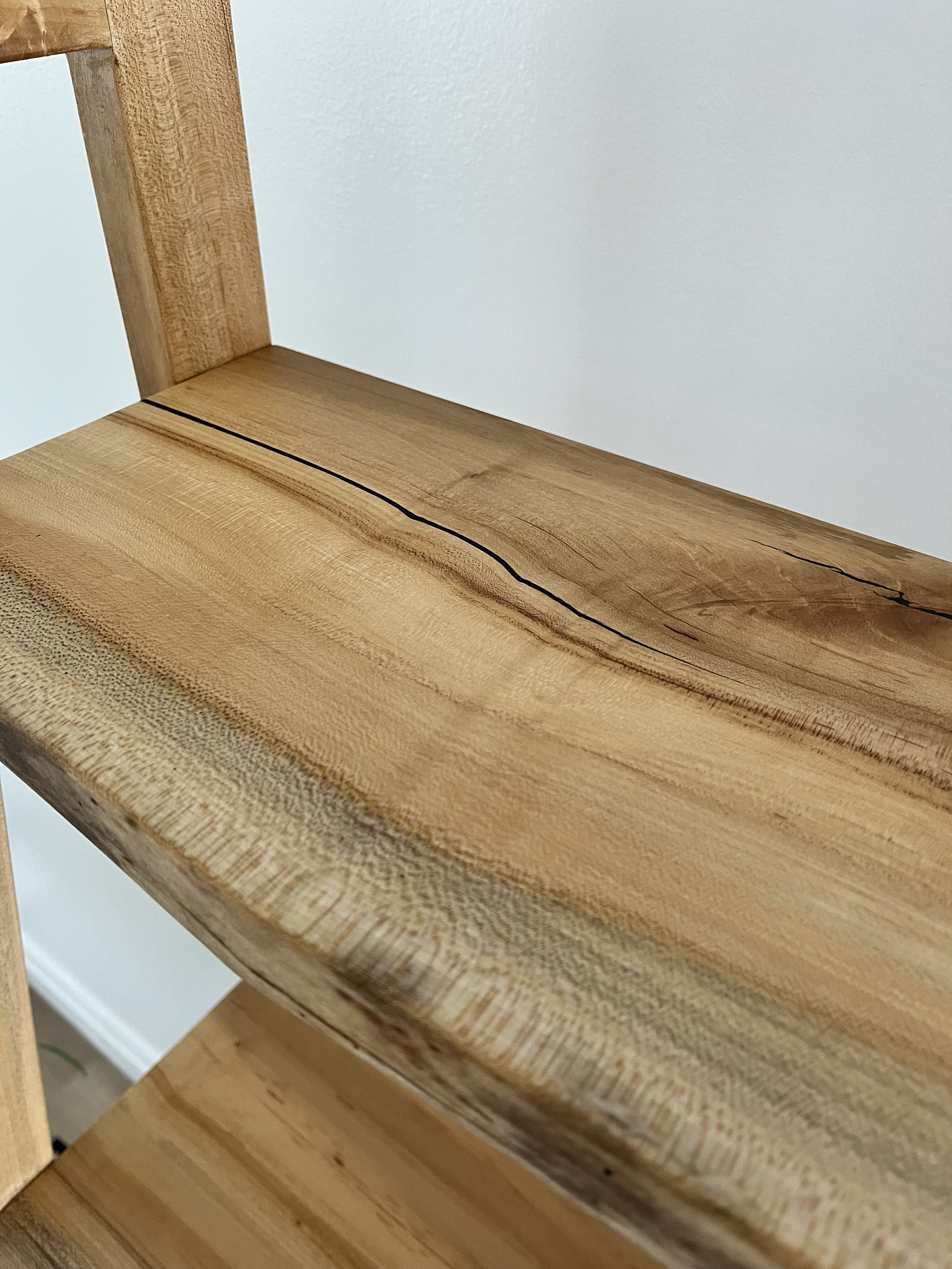 Maple Ladder Shelf / Live Edge Shelf / Shelving Unit / Bookshelf ...