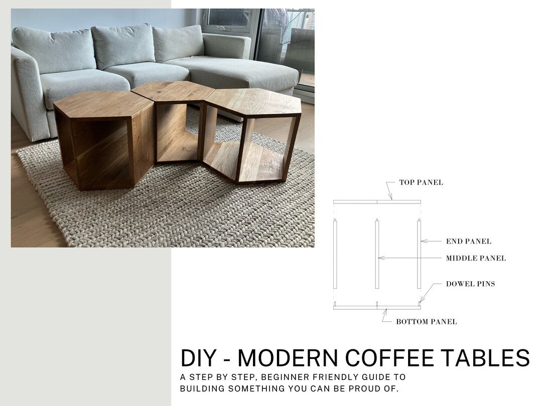 Modern Coffee Table Plans: DIY Hexagon Design (PDF Template) - Etsy