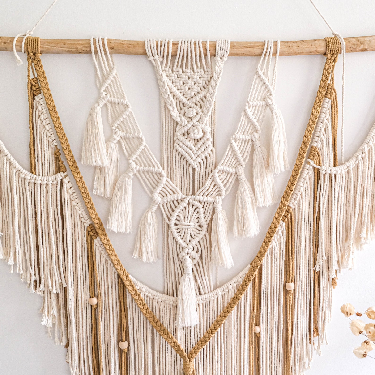 Boho Wall Art Macrame Wall Hanging With Beads Color Boho | Etsy