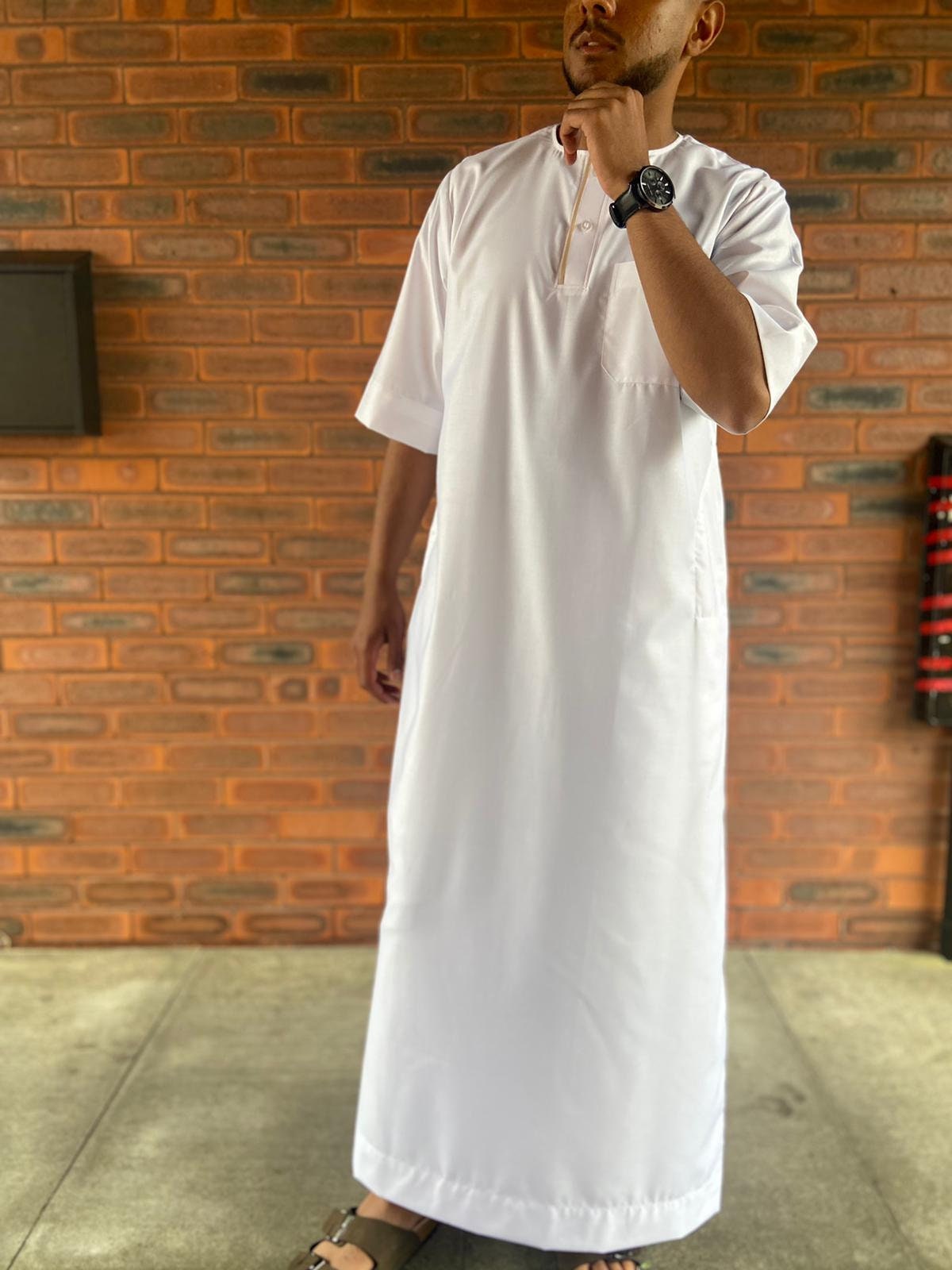 Mens White Half Sleeve Thobe Islamic Jubba UAE Arab Qatar - Etsy UK