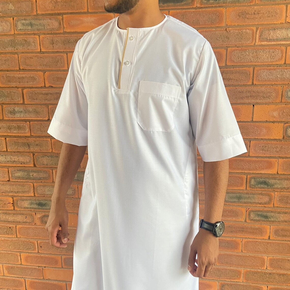 Mens White Half Sleeve Thobe Islamic Jubba UAE Arab Qatar - Etsy UK