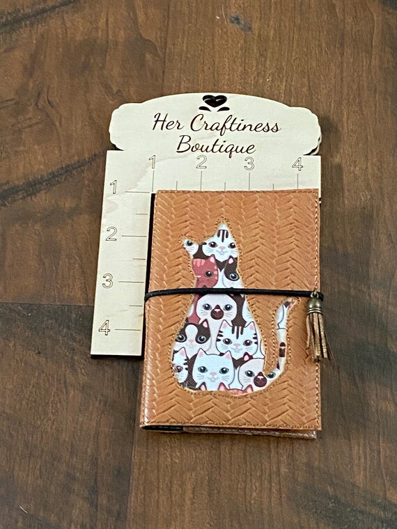 Applique Cat Mini Notebook Cover With Elastic Barbed Closure - Etsy