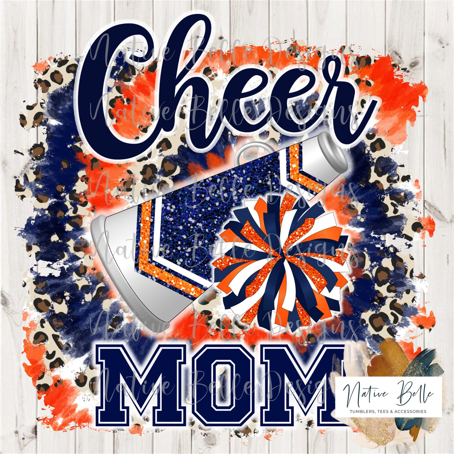Cheer Mom-navy and Orange-png-sublimation-cheer-digital - Etsy
