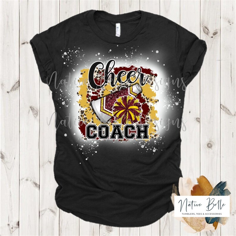 Cheer Coach, Maroon and Gold, PNG, Sublimation, Tie Dye, Animal Print ...