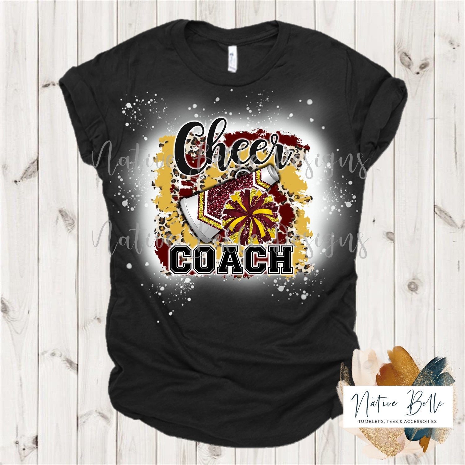 Cheer Coach, Maroon and Gold, PNG, Sublimation, Tie Dye, Animal Print ...