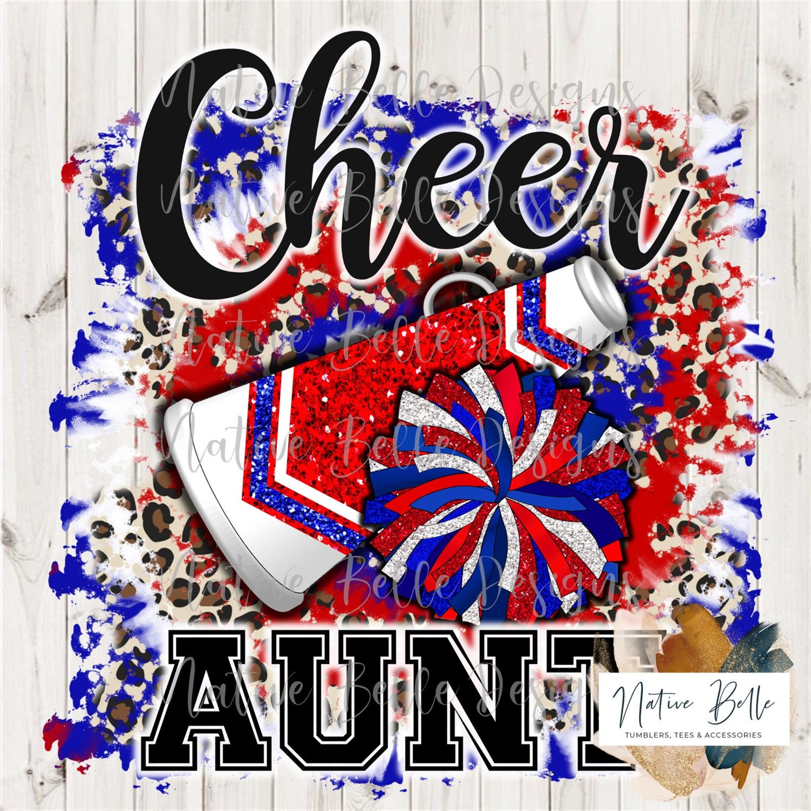 Cheer Aunt-red White and Blue-png-sublimation-cheer-digital Design ...