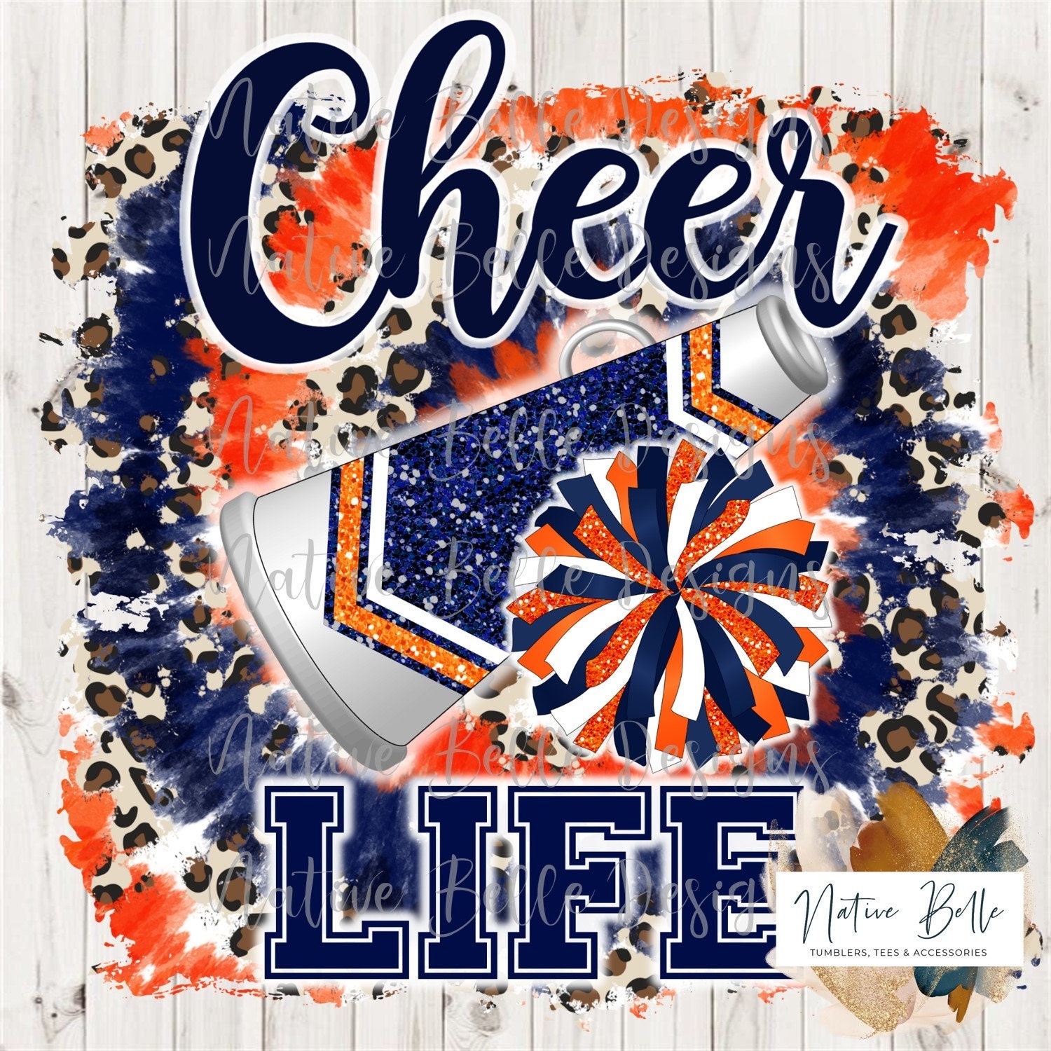Cheer Life-navy and Orange-png-sublimation-cheer-digital Design-digital ...