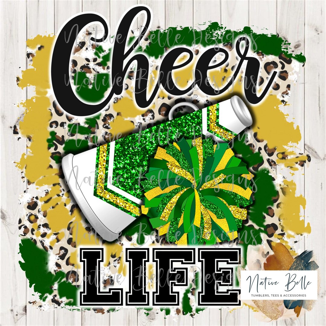 Cheer Life,green,gold,yellow,sublimation,digital Download,animal Print ...