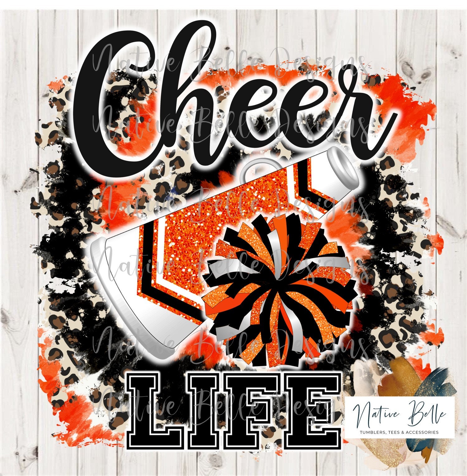 Cheer Life,sublimation,digital Download,orange and Black,animal Print ...