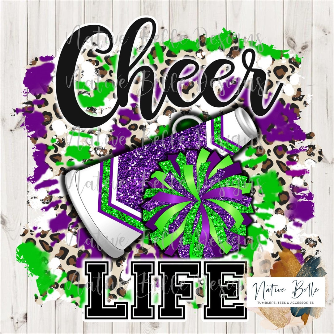 Cheer Life,sublimation,digital Download,purple, Lime Green,animal Print ...