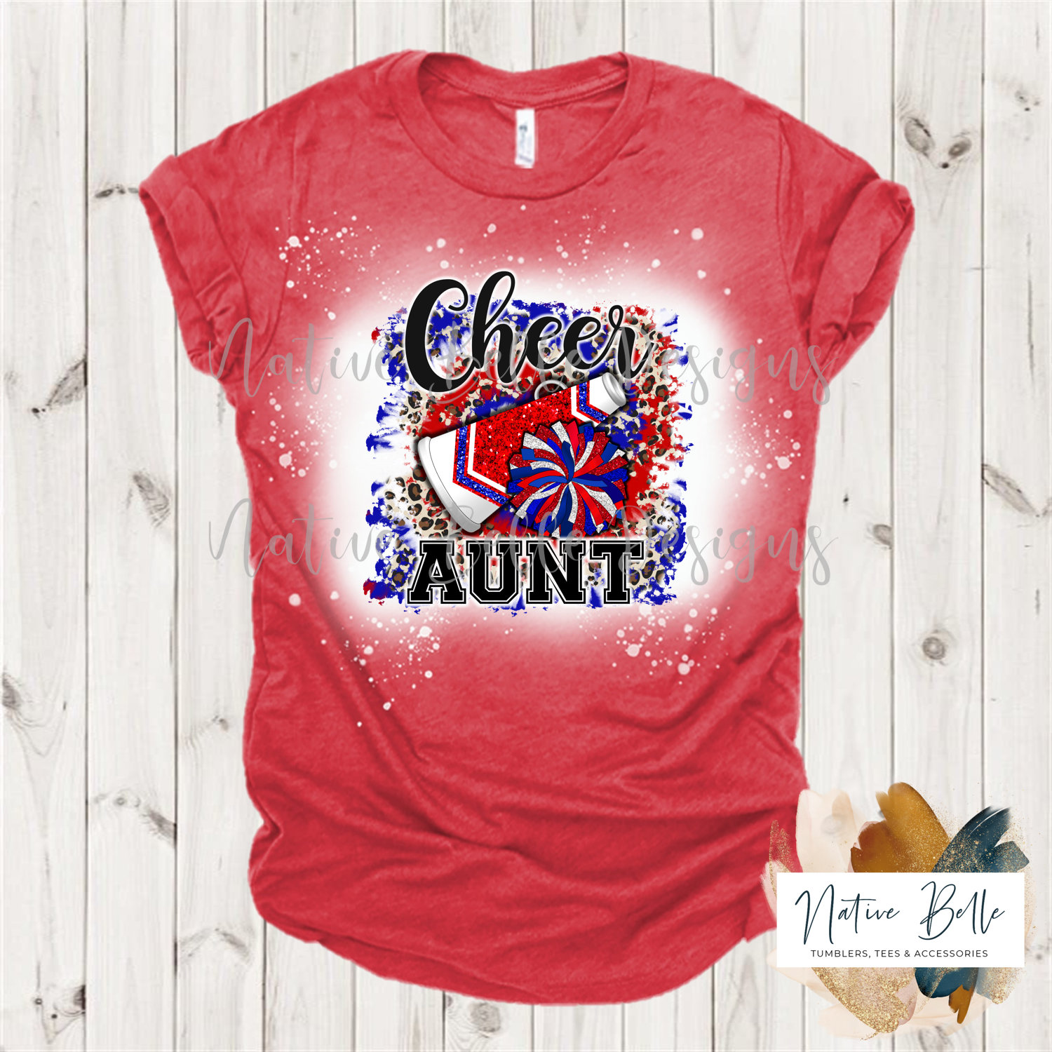 Cheer Aunt-red White and Blue-png-sublimation-cheer-digital Design ...