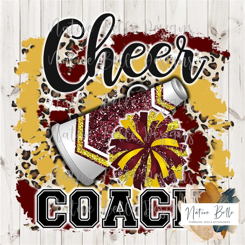 Cheer Coach Maroon and Gold PNG Sublimation Tie Dye - Etsy