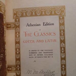 Signed 1909 Greek & Latin Classics - 15 Book Complete Set - Etsy
