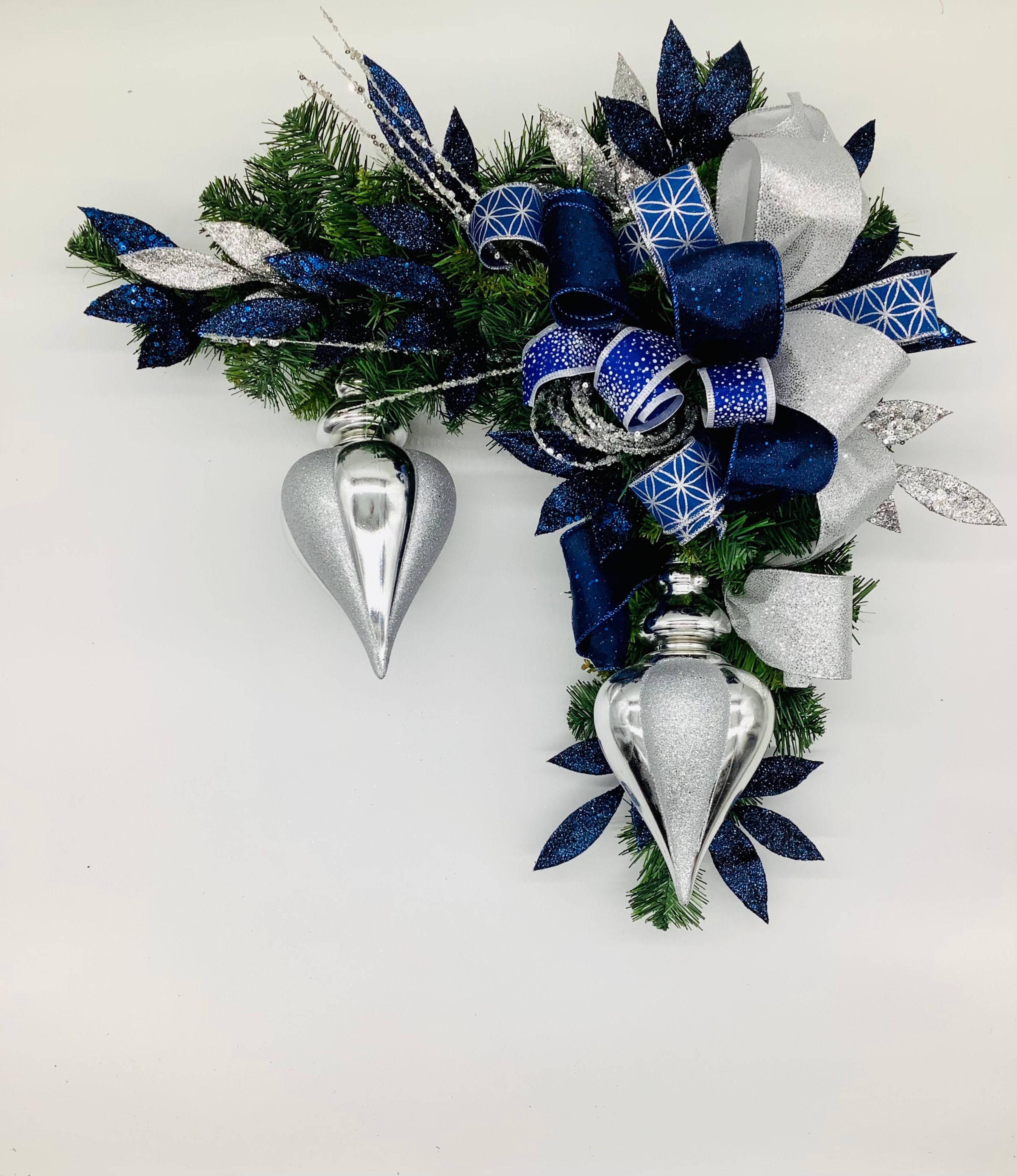 Corner Door Swag, Blue & Silver Corner Door Swag, Hanukkah Corner Door ...
