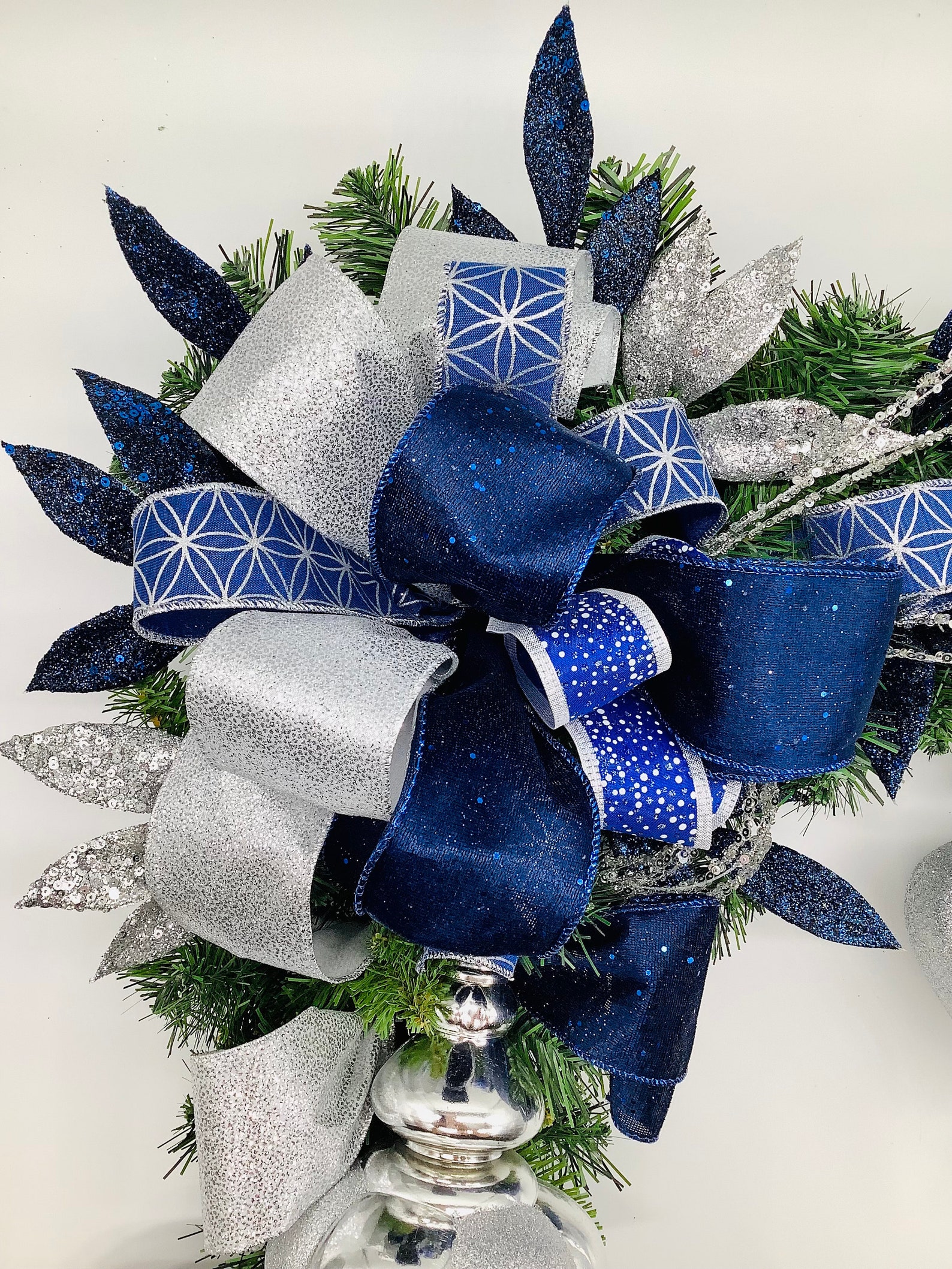 Corner Door Swag, Blue & Silver Corner Door Swag, Hanukkah Corner Door ...