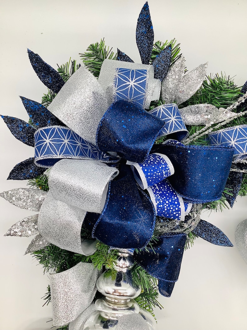 Corner Door Swag, Blue & Silver Corner Door Swag, Hanukkah Corner Door ...