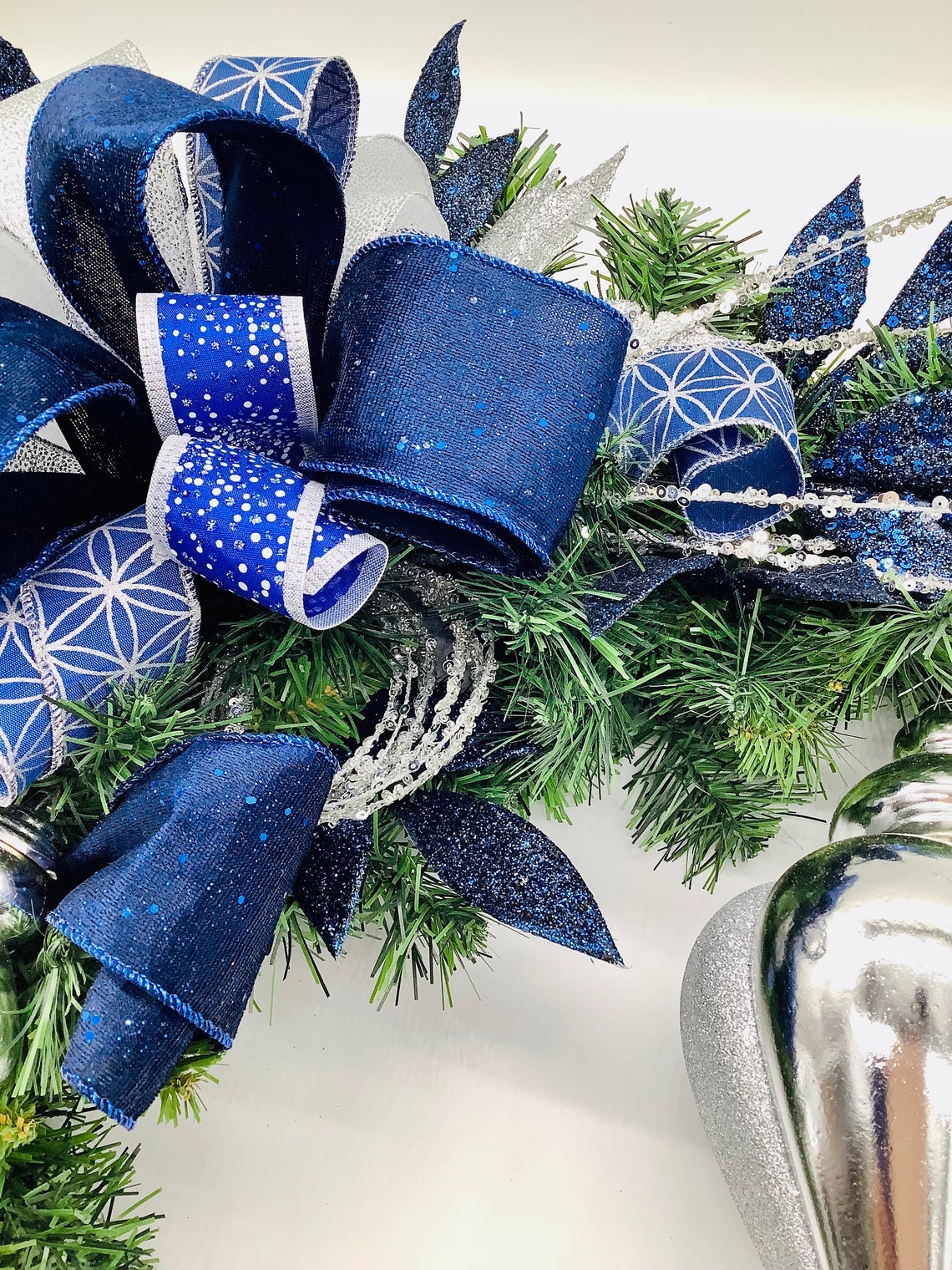Corner Door Swag, Blue & Silver Corner Door Swag, Hanukkah Corner Door ...