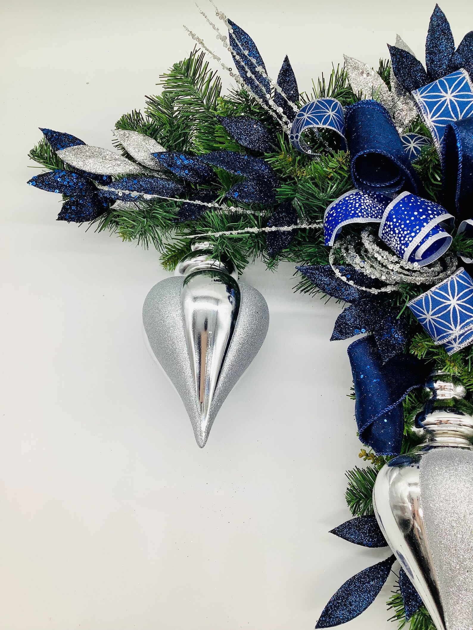 Corner Door Swag, Blue & Silver Corner Door Swag, Hanukkah Corner Door ...