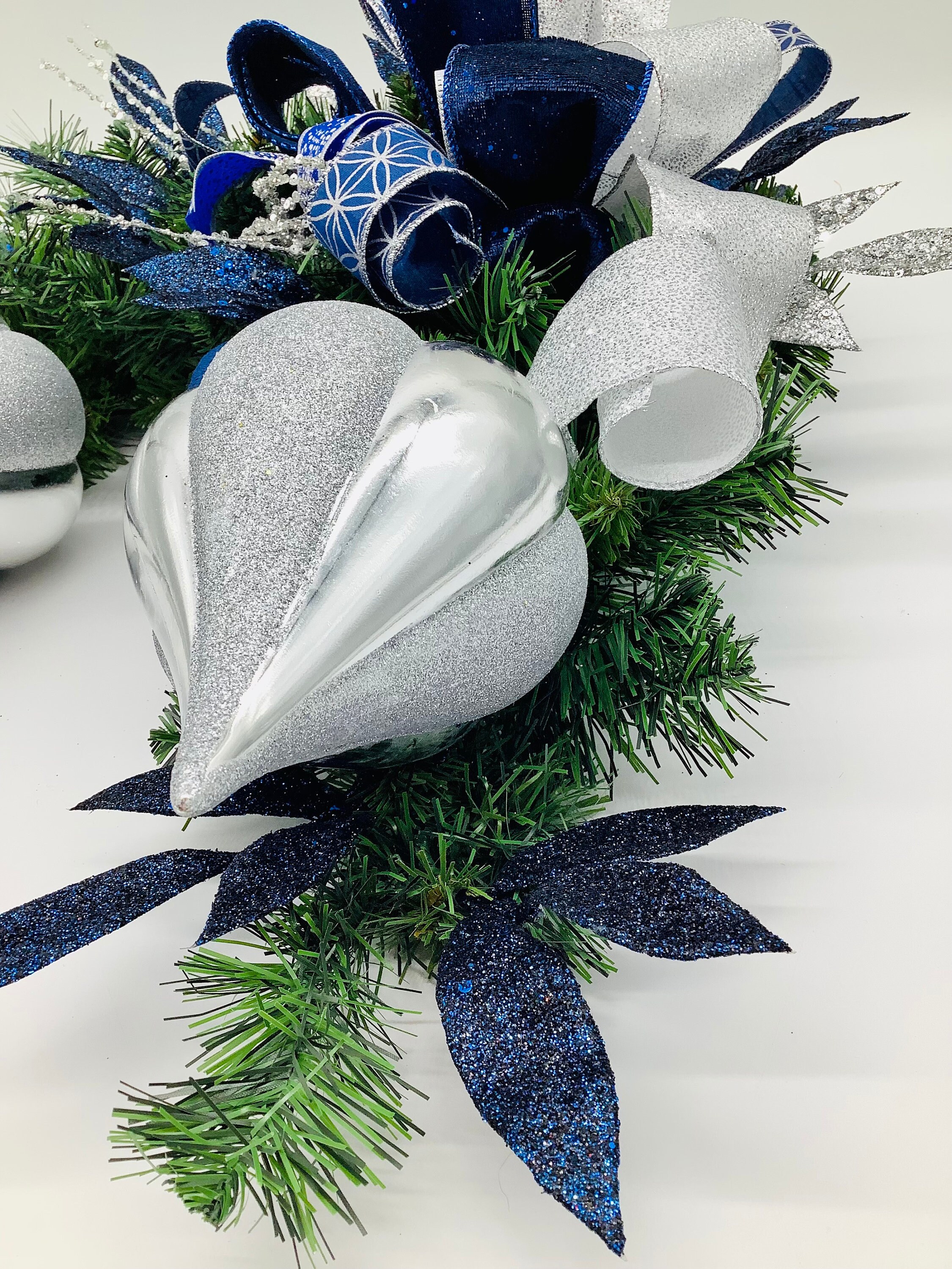 Corner Door Swag, Blue & Silver Corner Door Swag, Hanukkah Corner Door ...