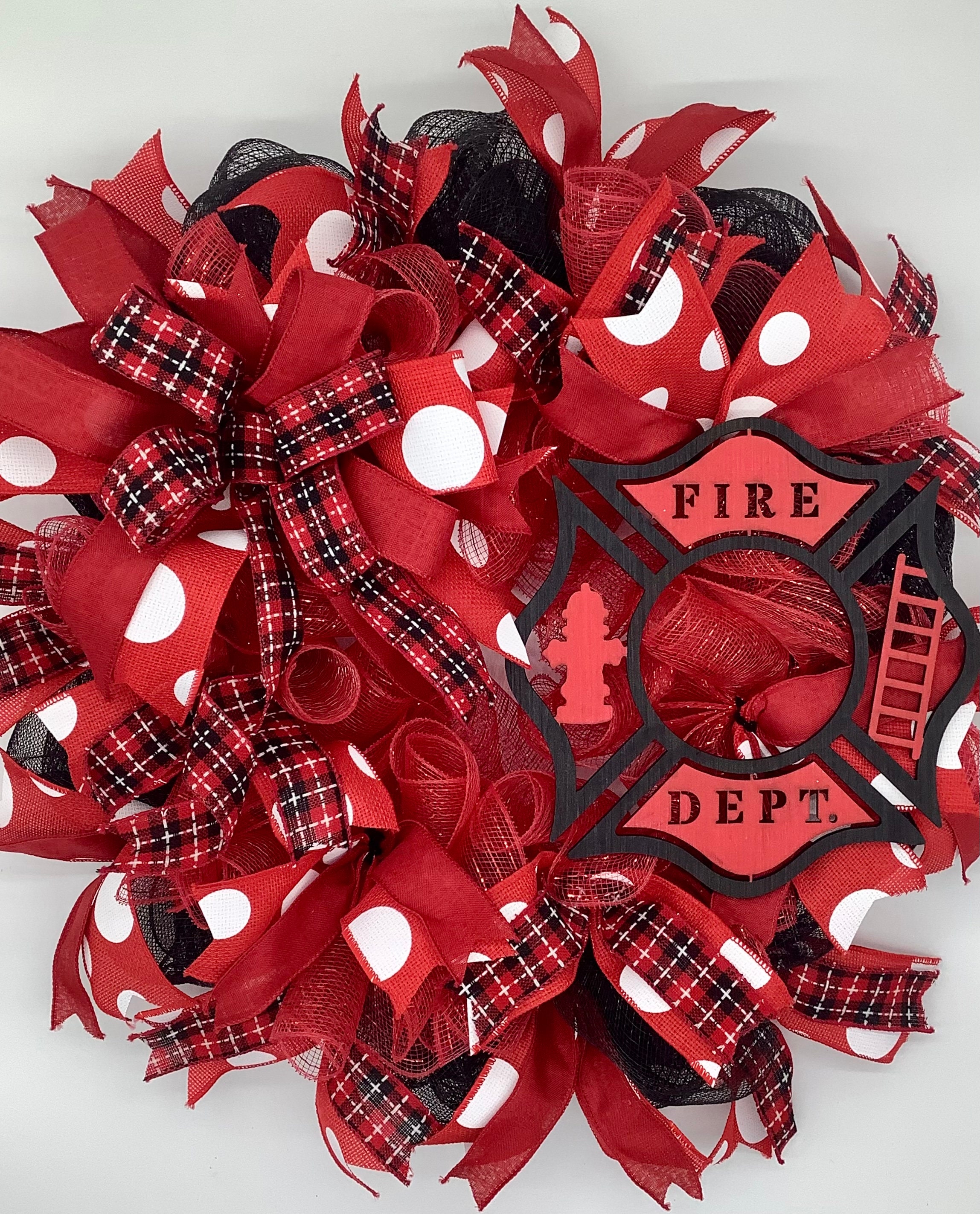 Fire Department Deco Mesh Wreath, Front Door Wreath, Mesh Wreath ...