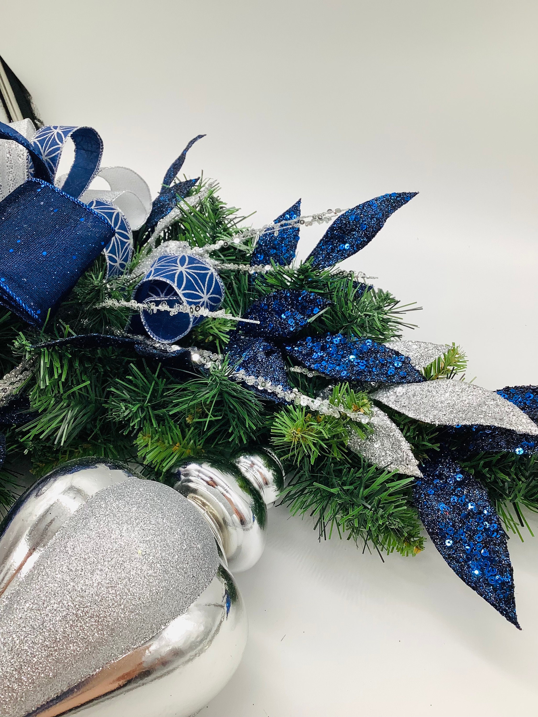 Corner Door Swag, Blue & Silver Corner Door Swag, Hanukkah Corner Door ...