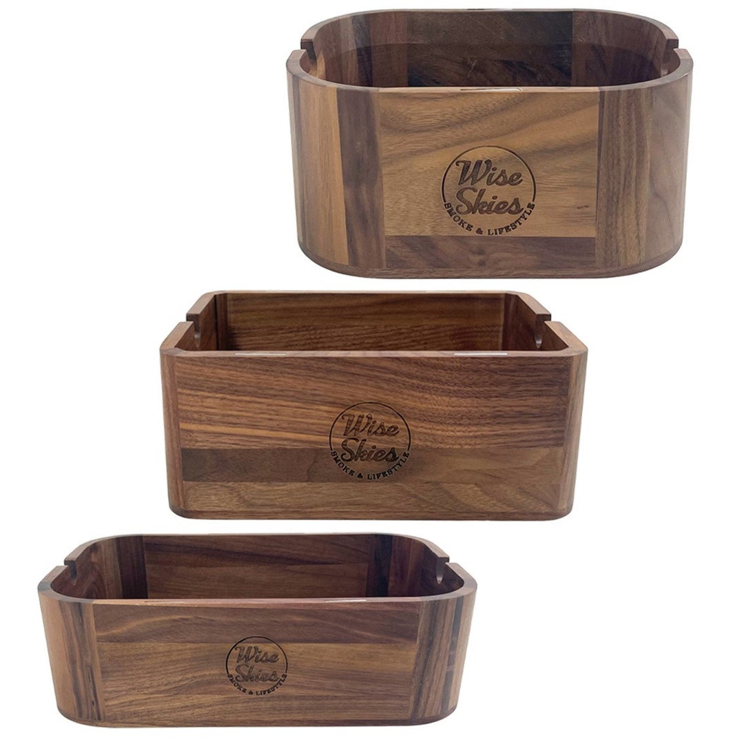 Wise Skies Walnut Rolling Tray Boxes Choose Your Size Deluxe Storage ...