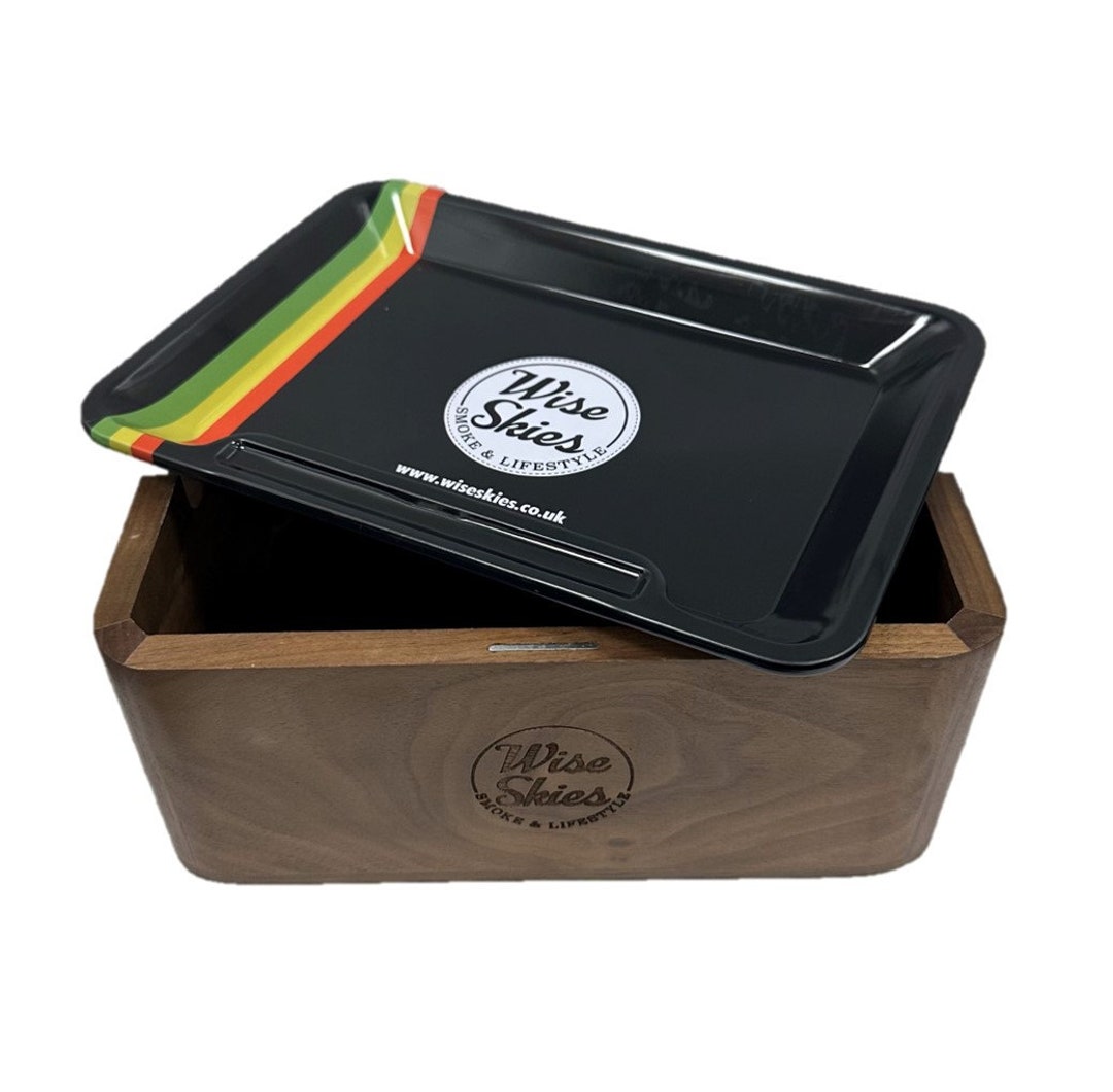 Classic Wise Skies Walnut Tray Rolling Box Set Stash Box Handmade - Etsy