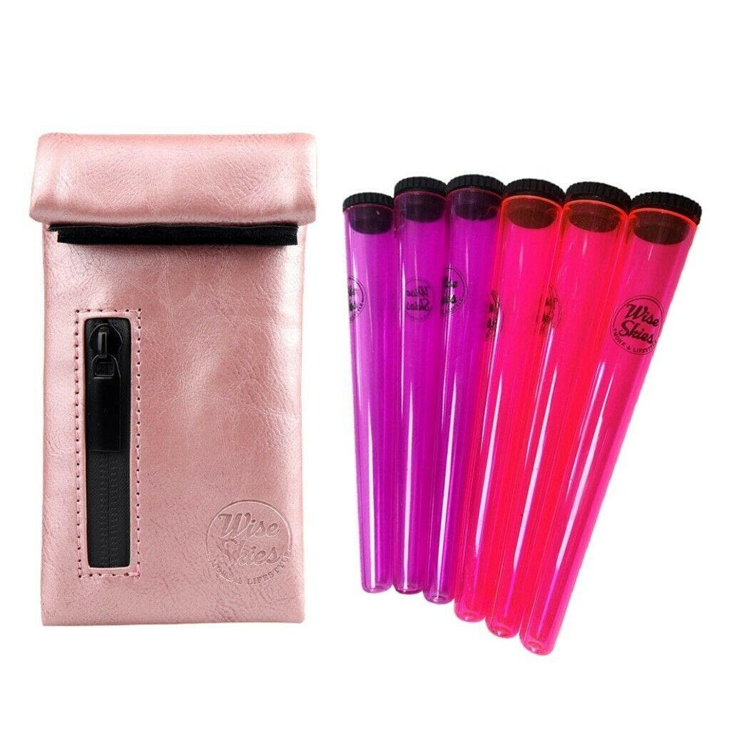 Rose Gold Smell Proof Bag Set With Pink Purple Doob Tubes Rolling Paper ...