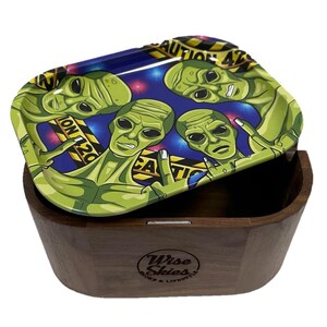 Caution Alien Rolling Tray Box Storage Solution Funky Design Green Gift ...