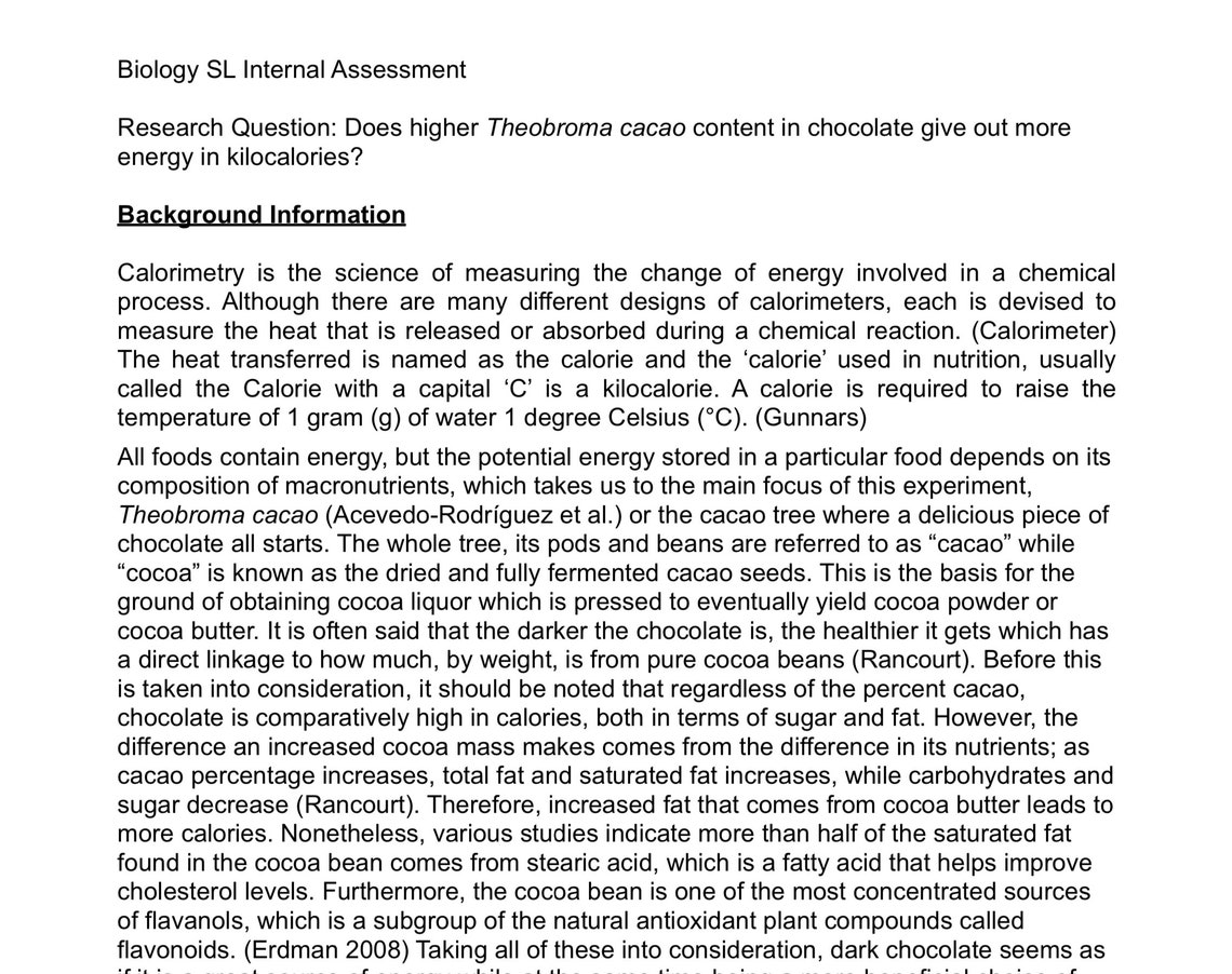 Level 7 IB Biology SL Internal Assessment Sample - Etsy