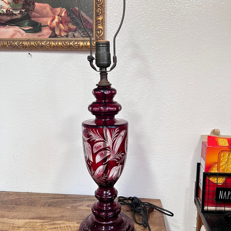 Red Glass Lamp - Etsy