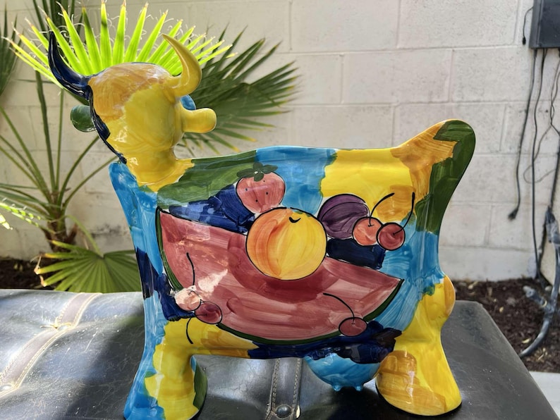 Anatoly Turov Ceramic Cow Sculpture Hand Painted Signed 16'' - Etsy