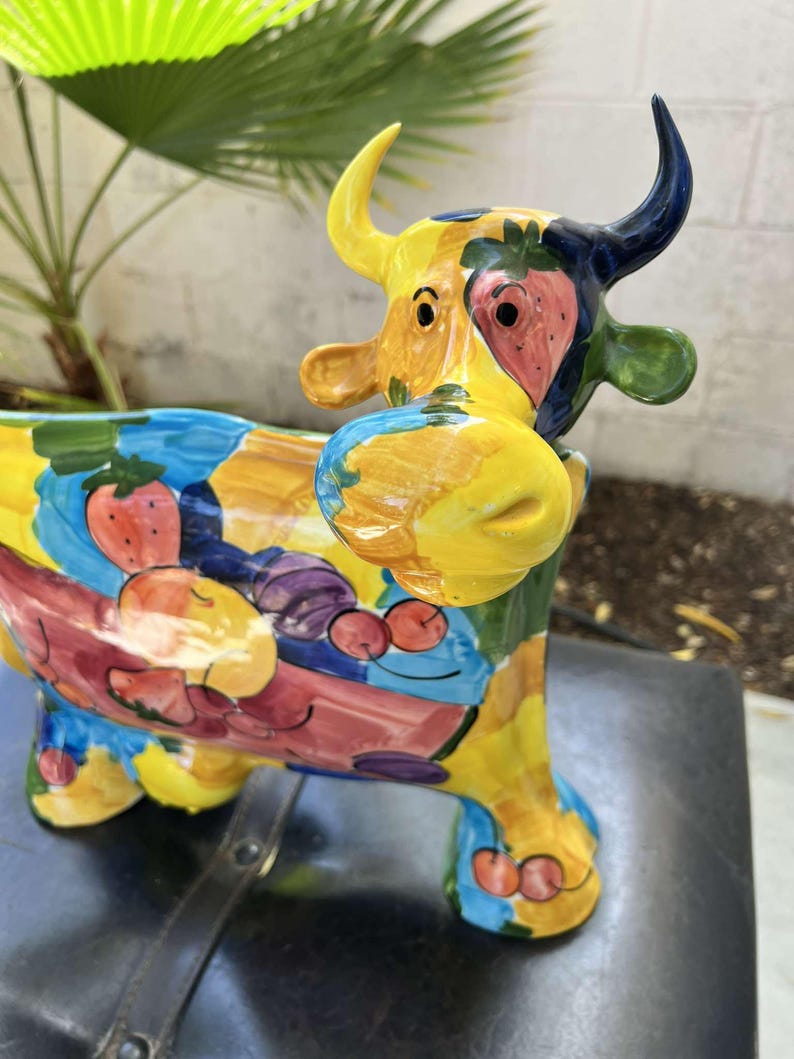 Anatoly Turov Ceramic Cow Sculpture Hand Painted Signed 16'' - Etsy