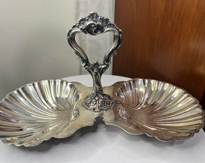 Large Silver Plating Divided Shell Tray( Nuts or Candy Serving Tray ...