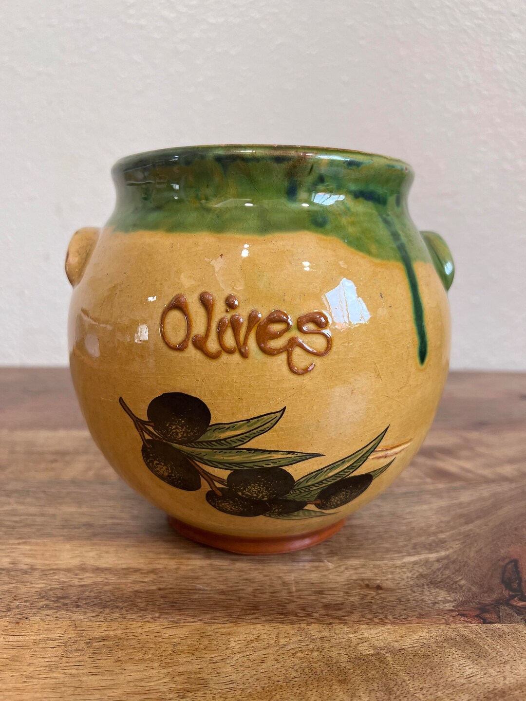 Vintage French Glazed Ceramic Olives Jar, Pottery Confit Pot by TASTE ...