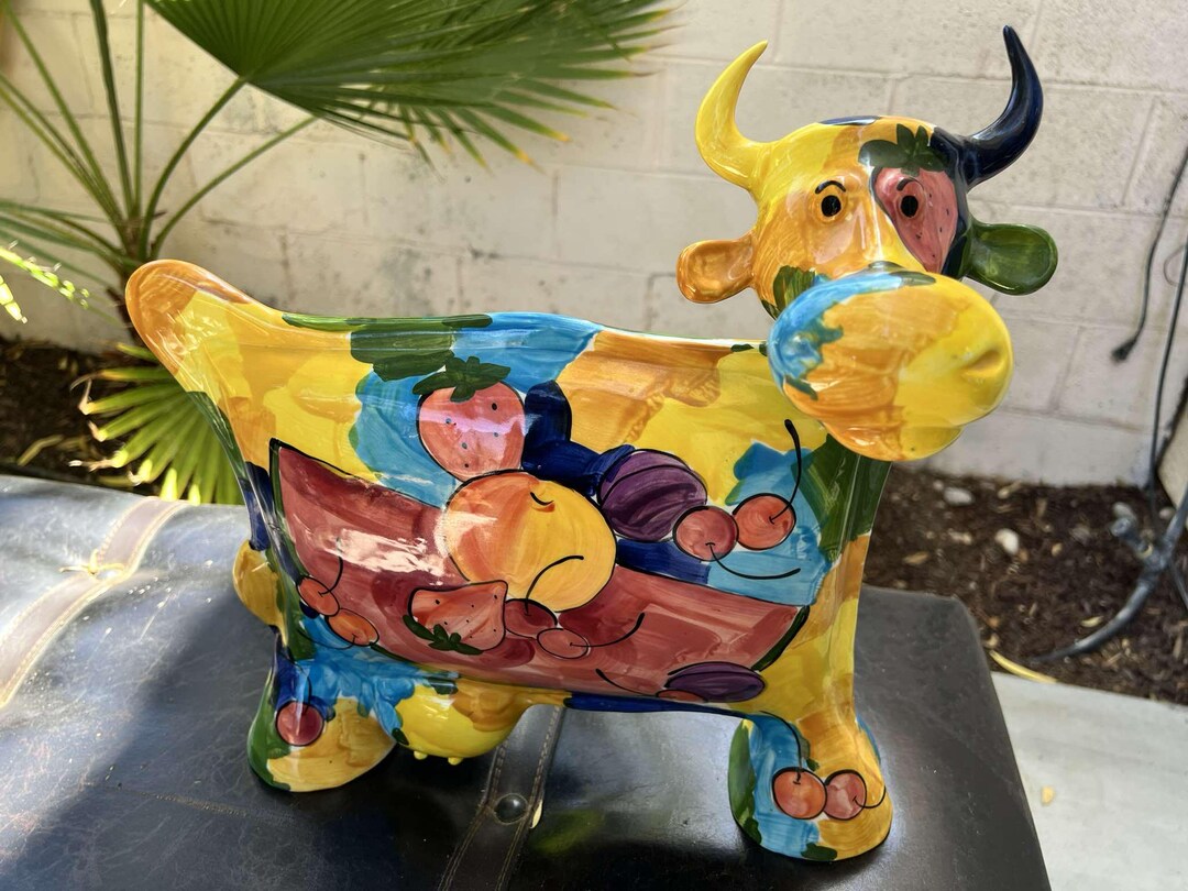 Large Ceramic Cow by Artist Anatoly Turov, Hand Painted ,signed H 16 ...